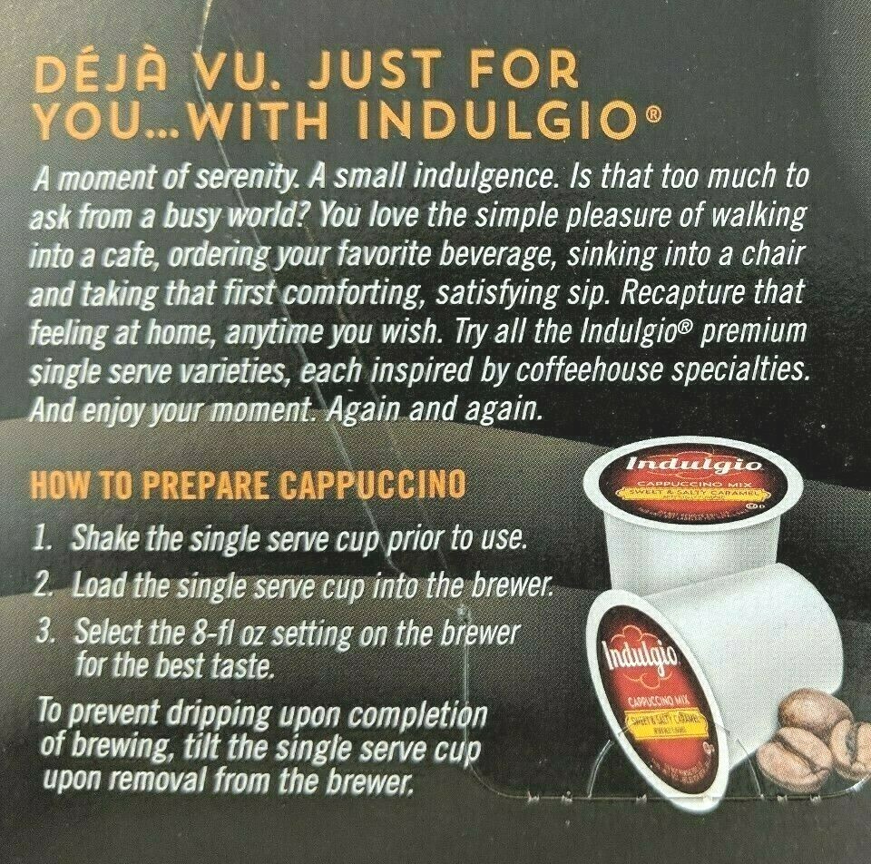 (48) Indulgio Sweet & Salty Caramel Cappuccino k-cups (4 Boxes of 12 ...