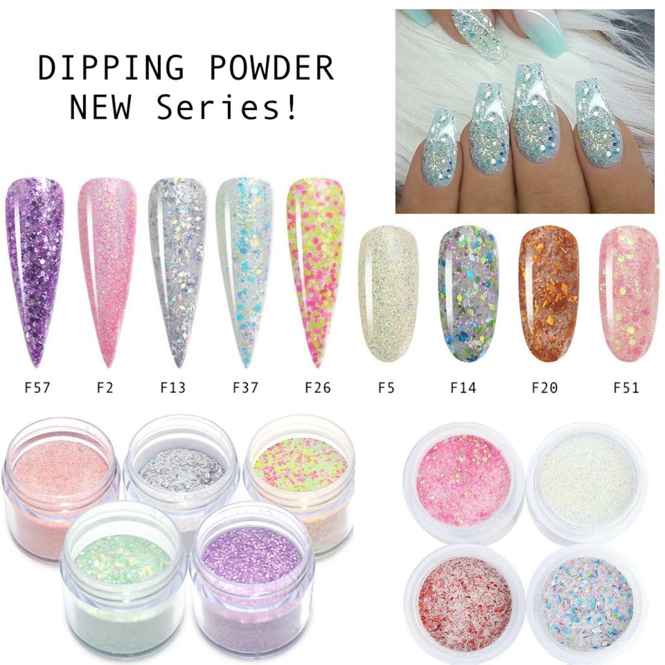 80 NAIL DIPPING POWDER COLOURS 5 or 10 gram POT Clear Pink Dust DIP ...