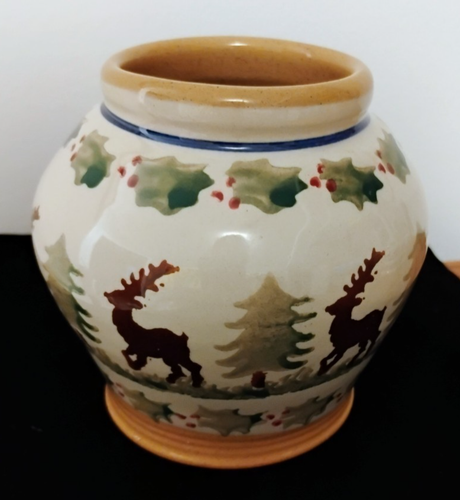 NICHOLAS MOSSE POTTERY IRELAND CHRISTMAS / HOLLY / REINDEER SUGAR BOWL ...