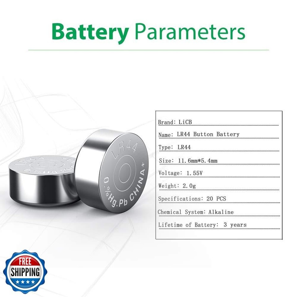 LiCB 40 Pack LR44 AG13 357 303 SR44 Batteries 1.5V Button Coin Ce | eBay