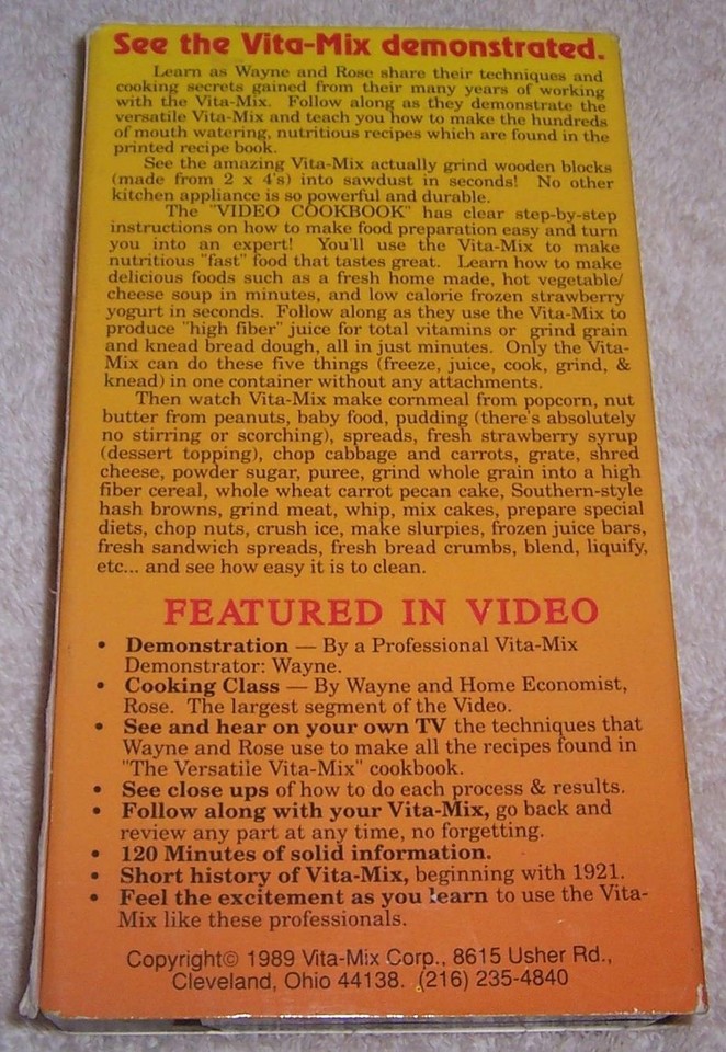 Vita-Mix Cookbook Video "Catch the Vision" VHS Video blender | eBay