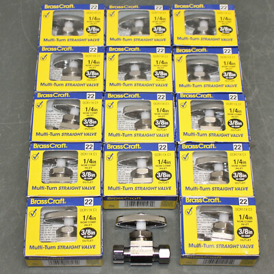 (15) Brasscraft Multi Turn Stop OCR11X C1, 1/4" Nom Comp x 3/8 ...