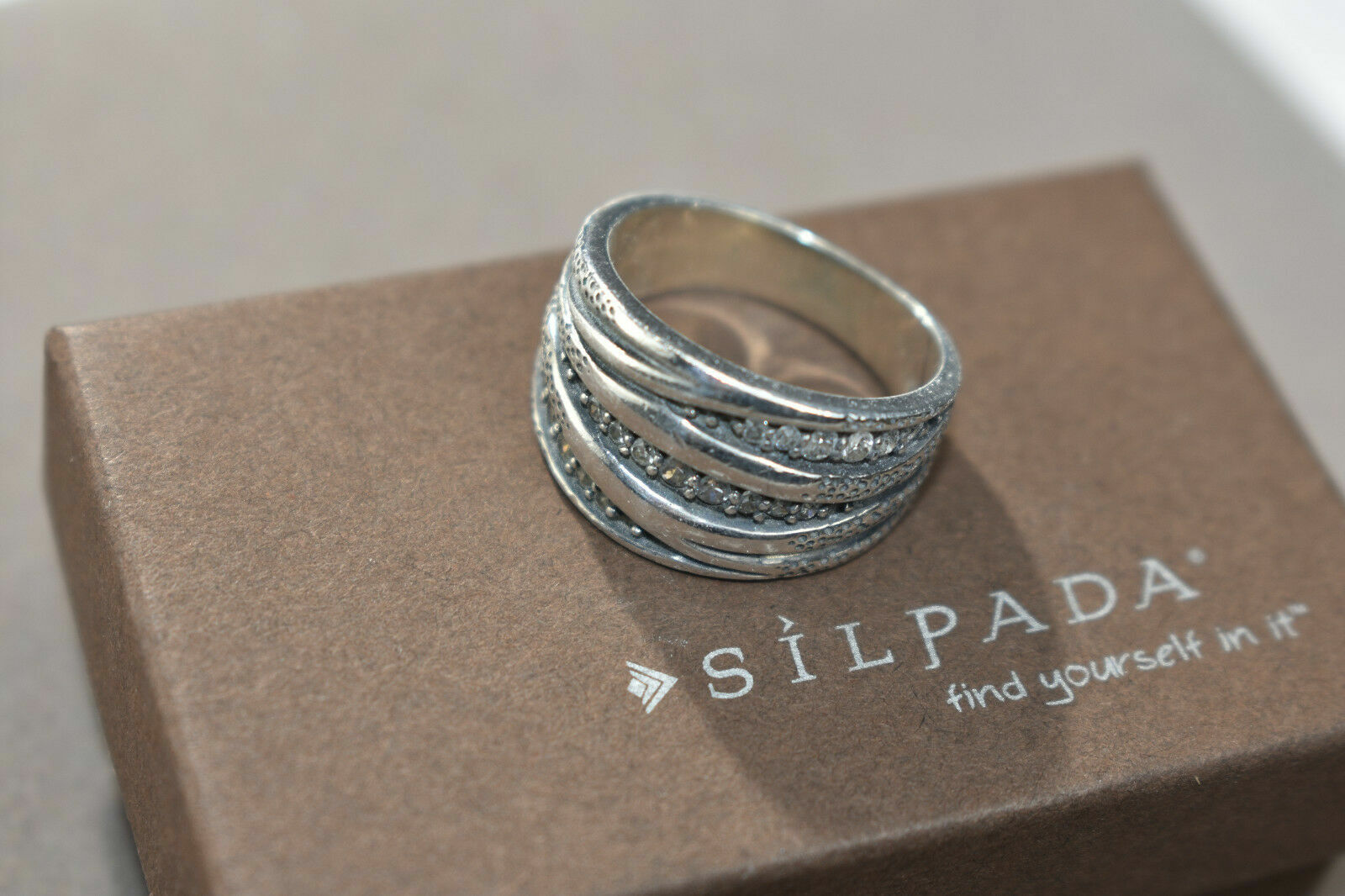 Silpada Organics Ring R2035 Sterling Silver Size 7 Cubic Zirconia CZ ...