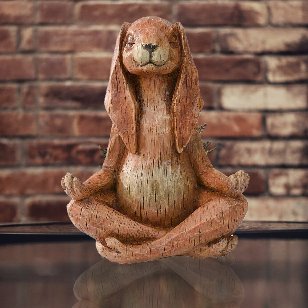 Garden Decor Meditation Figure Home Office Rabbit Statue Yoga Pose Cute ...