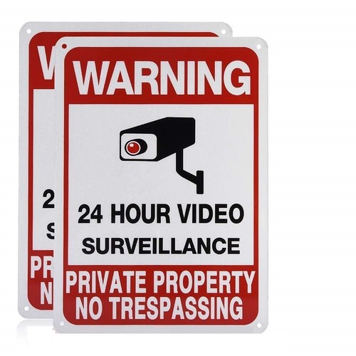 2 Pcs 10x7" Reflective Warning Sign 24 Hour Video Surveillance No ...