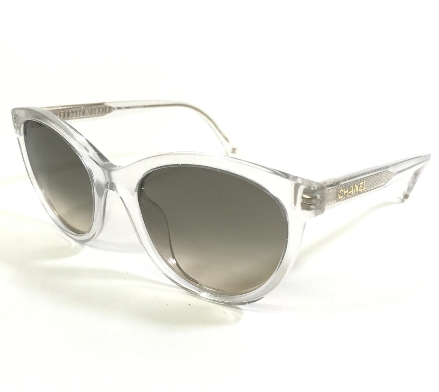 CHANEL Sunglasses 5523-U c.1755/32 Clear Sparkly Glitter Cat Eye Frames ...