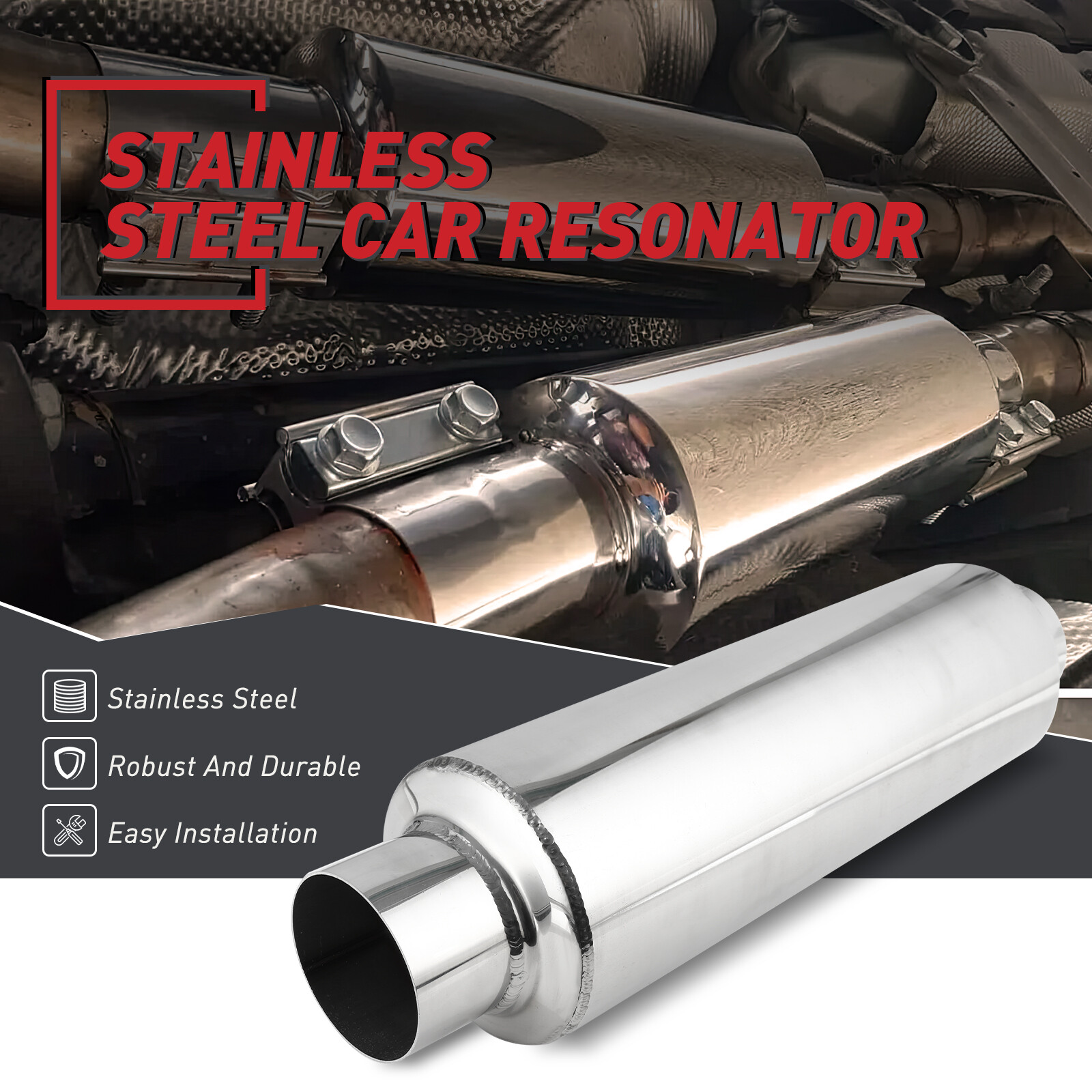 3" ID/OD Exhaust Muffler Resonator Deep Sound 16" Long For RAM 1500 ...