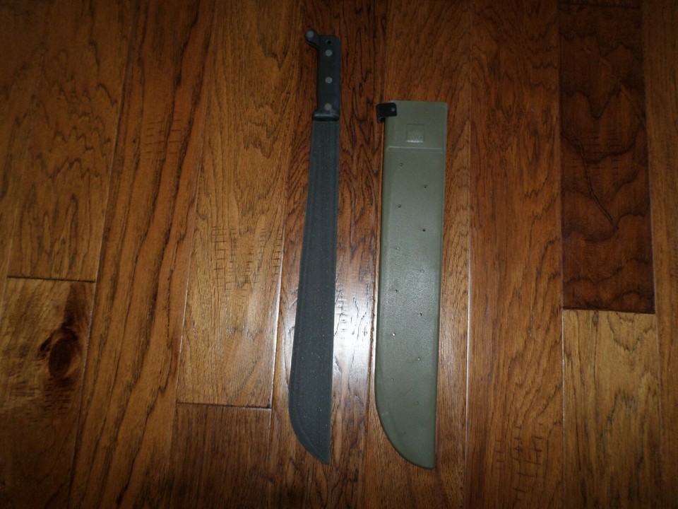 U.S MILITARY MACHETE AND SHEATH 18" INCHES U.S.A MADE ONTARIO KNIFE CO ...