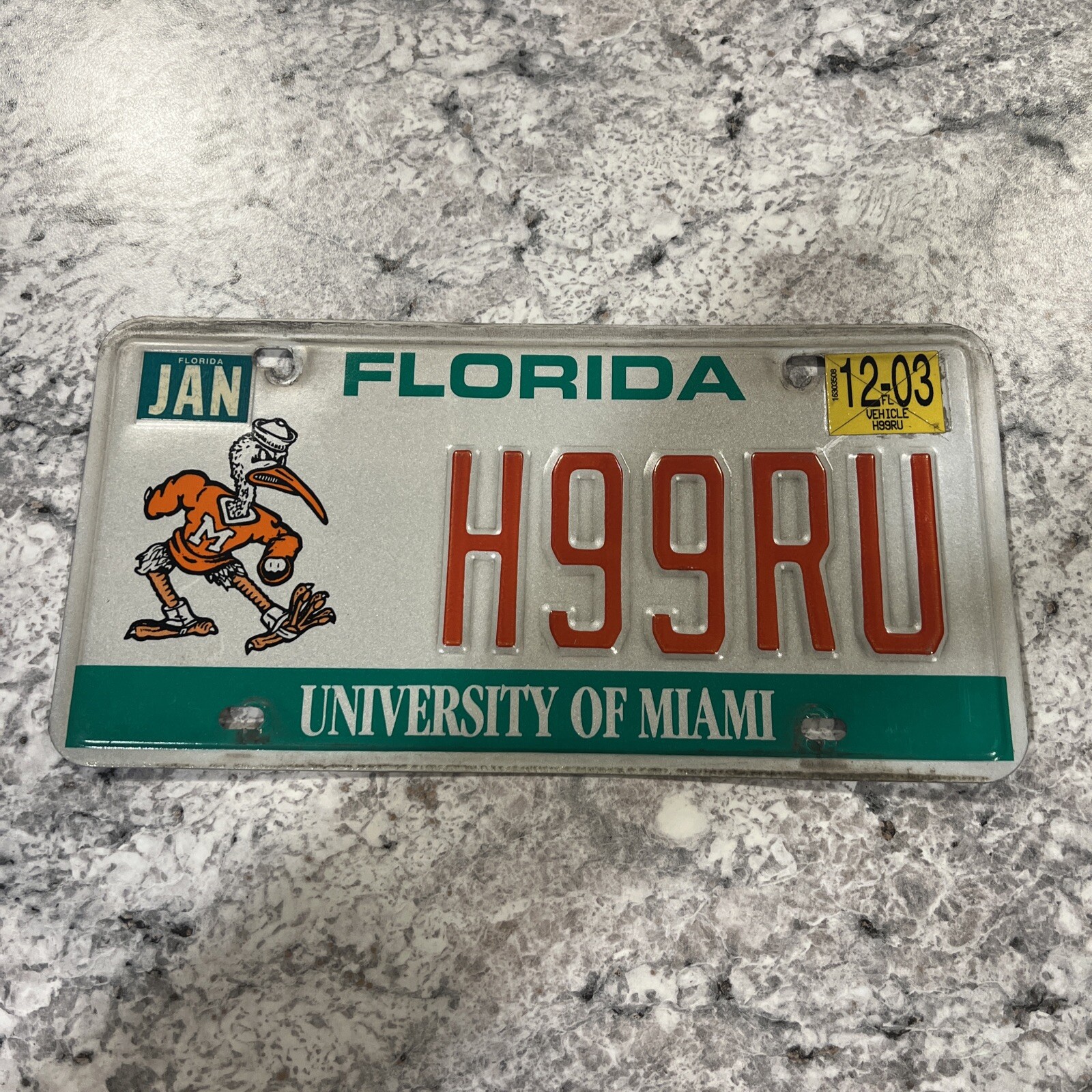 2003 Florida University of Miami License Plate Tag Specialty | eBay