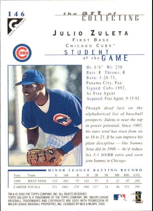 2000 Topps Gallery Baseball Card #146 Julio Zuleta SG RC | eBay