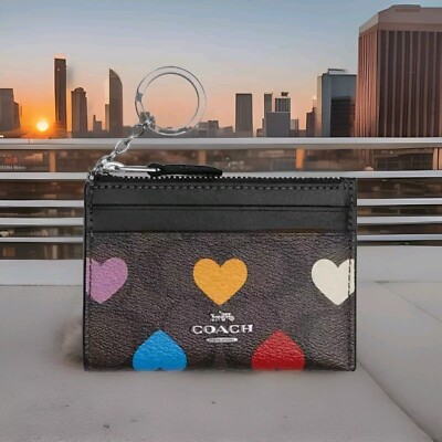 COACH CP466 Mini Skinny Id Case In Signature Canvas & Leather With ...
