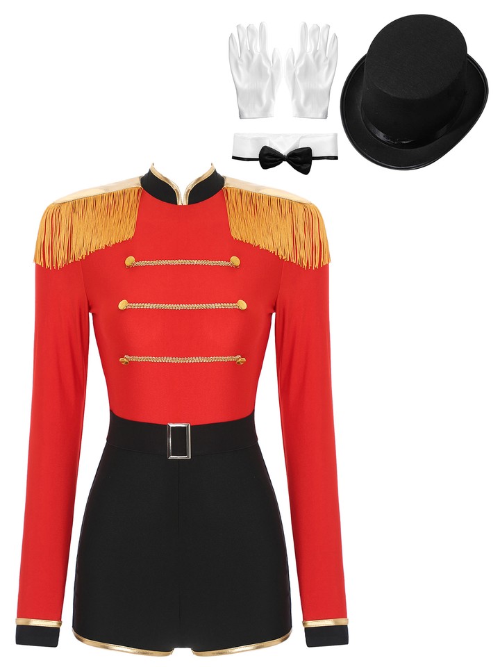 Womens Circus Ringmaster Jumpsuit Dress Halloween Showman Stage Shows ...
