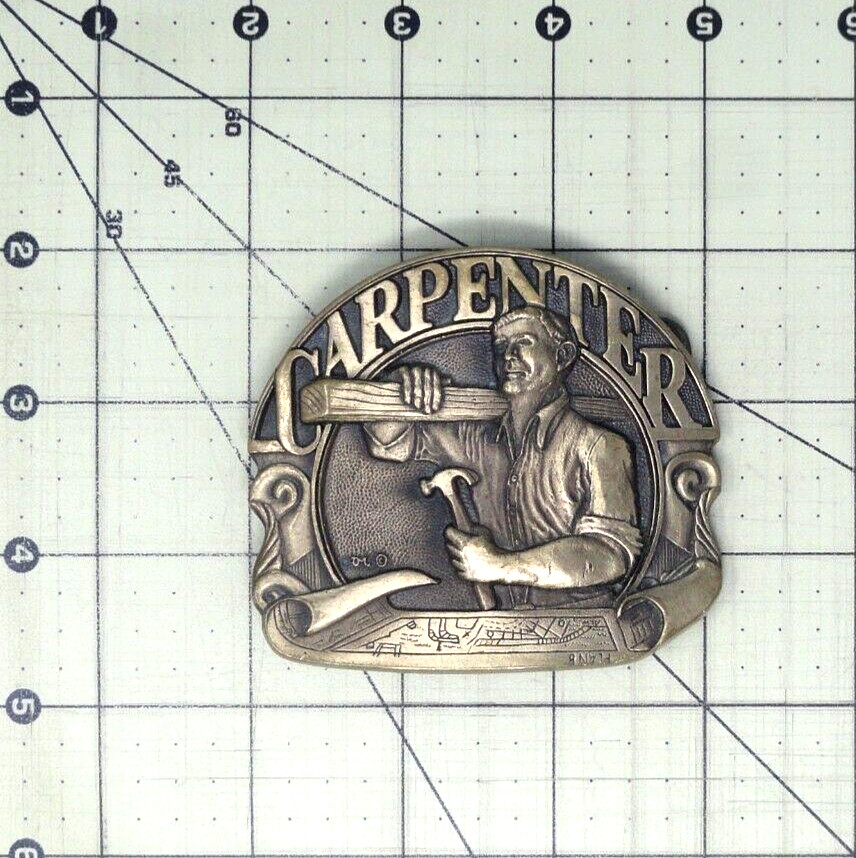 Carpenter Belt Buckle Construction Brass Vtg 70s Awar… - Gem