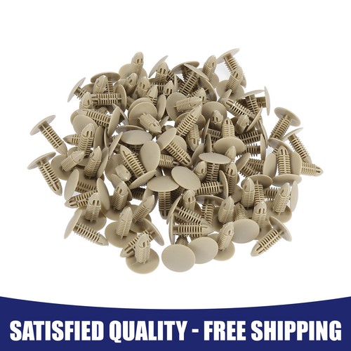 6mm Hole Plastic Rivets Fastener Push Clips Khaki Universal Item of 100 ...