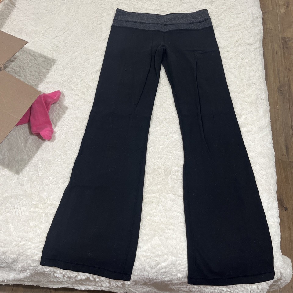 LULULEMON Black Flare Leggings Size 6 With Gray Waist Band | eBay