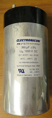 Electronicon PK16XCE50.N16-364N61 1200VDC 360uF Capacitor With Studs | eBay