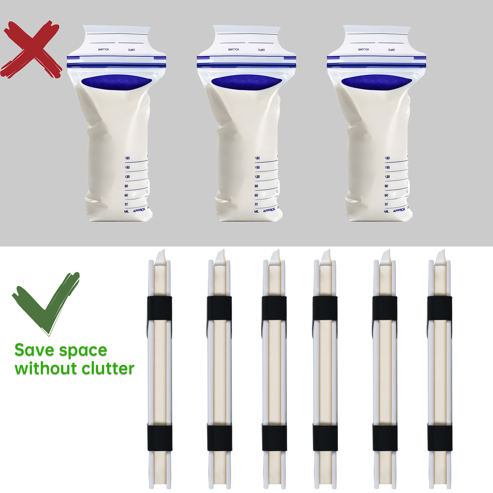 2Pcs Freeze Flat Breast Milk Storage Breastmilk Bag Organizer Splint ...