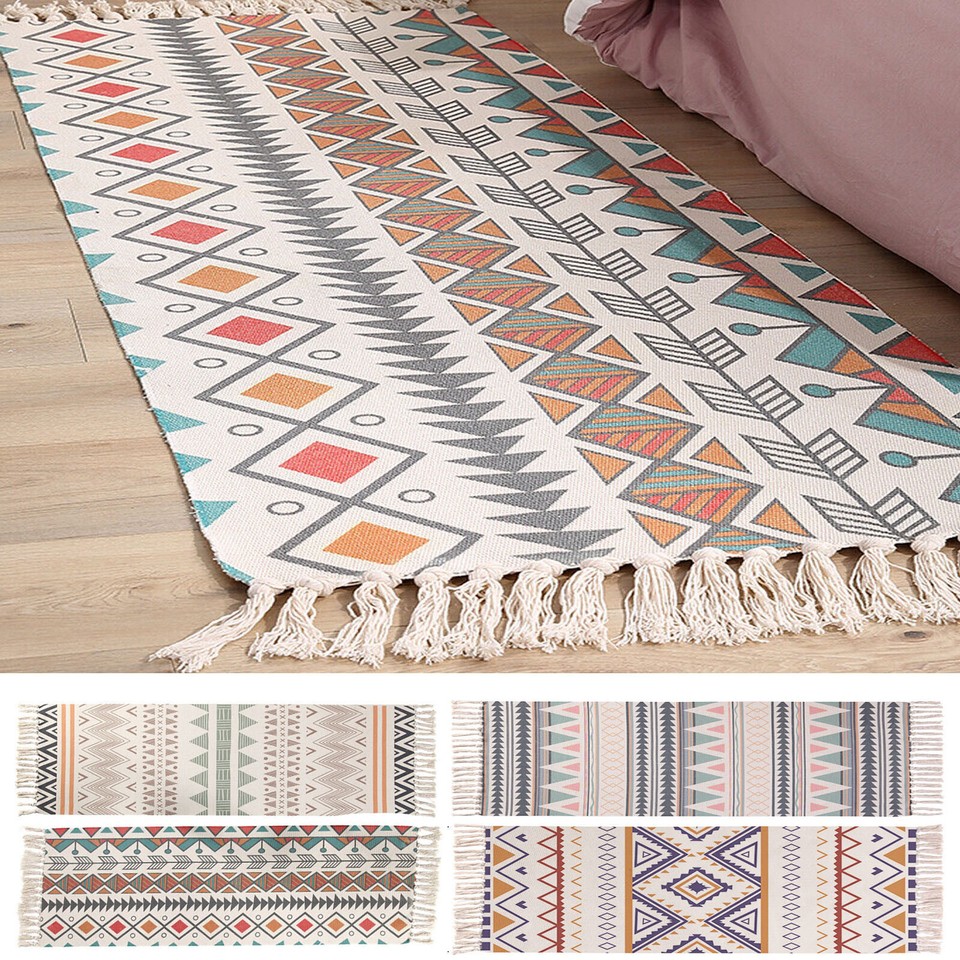 Runner Area Rug for Living Room Macrame Boho Tapestry Tassels Bathroom ...