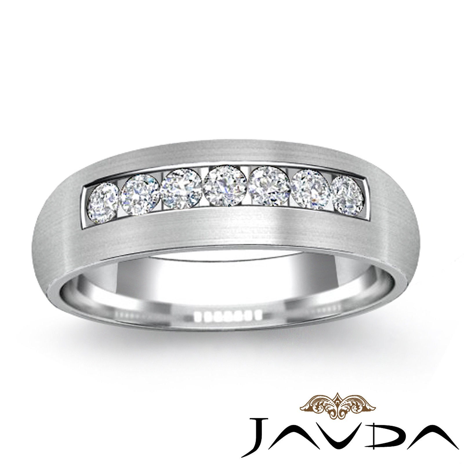 Round Cut Channel Set Diamond Mens Half Wedding Band Platinum 950 Ring ...