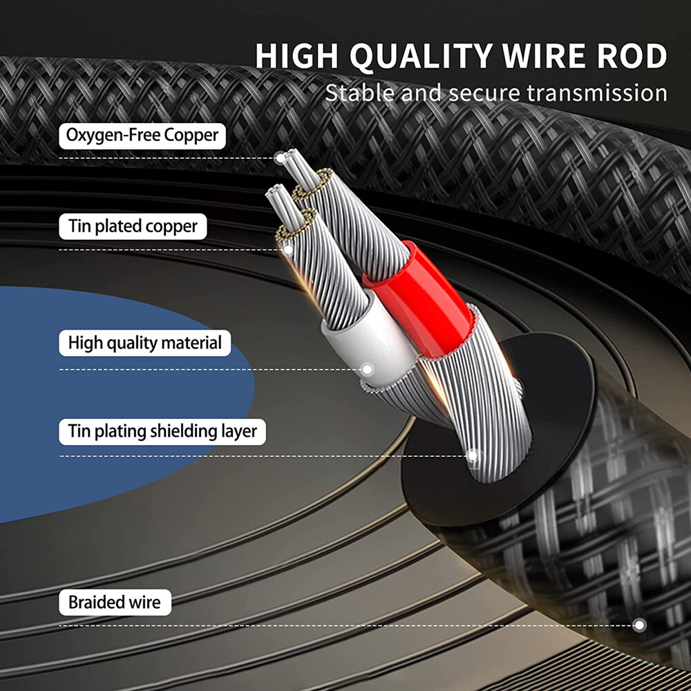 6.35mm Male To 2RCA Male Adapter Cable Audio Y Splitter Cable Insert ...