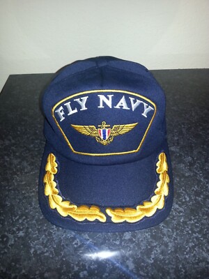 Vintage Navy Hat Fly Navy Military Armed Forces Hat Cap Air Division ...