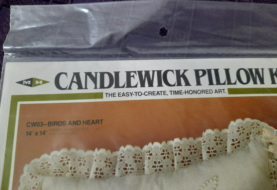 Candlewick Embroidery Pillow Cover Kit Birds And Hearts 14"X14" NEW ...