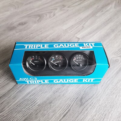 2" 52mm Triple Gauge Oil Pressure Gauge Water Temp Gauge Volt Gauge ...