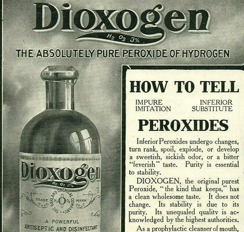 1907 Apothecary Medicine Amber Bottle DIOXOGEN Peroxide Label ...