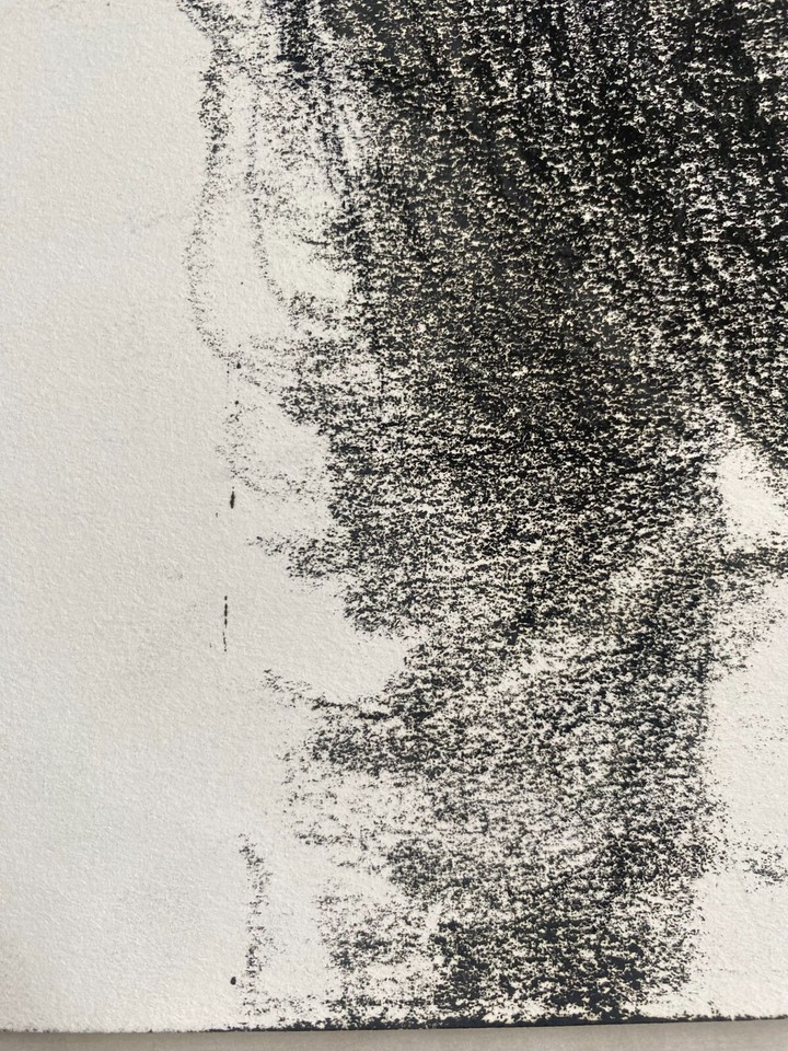 Original fine art piece printmaking/pastel figurative black and white ...