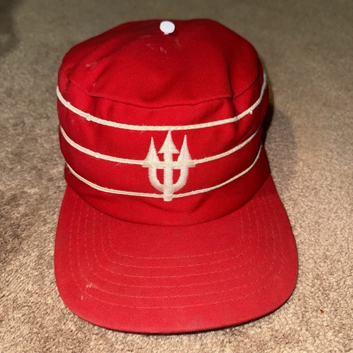 Vintage El Paso Diablos Pitchfork Logo Flat Top Striped Baseball Hat ...
