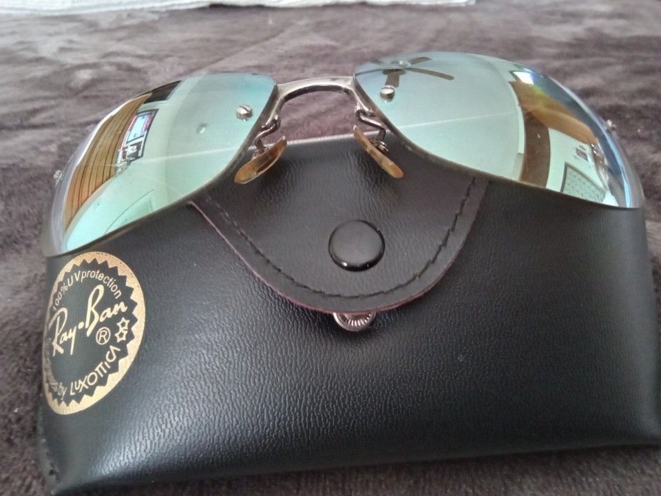 RAY-BAN RB3179 Top Bar Men's Silver Tone Mirrored Sunglasses- 63[ ]15 ...