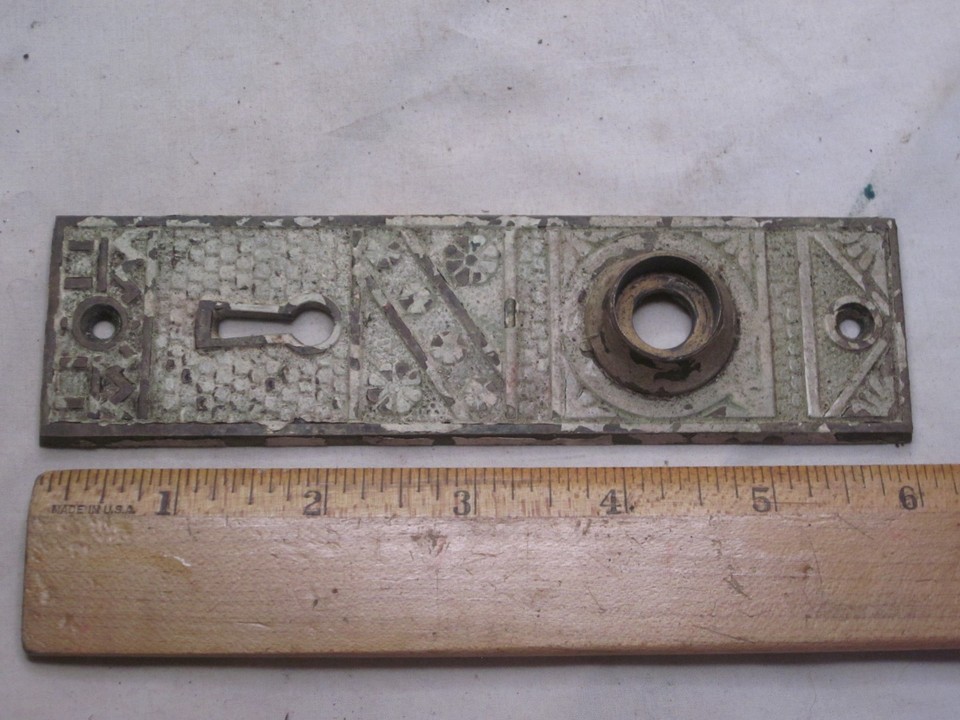 1 antique door hardware skeleton key plate cover heavy escutcheon ...