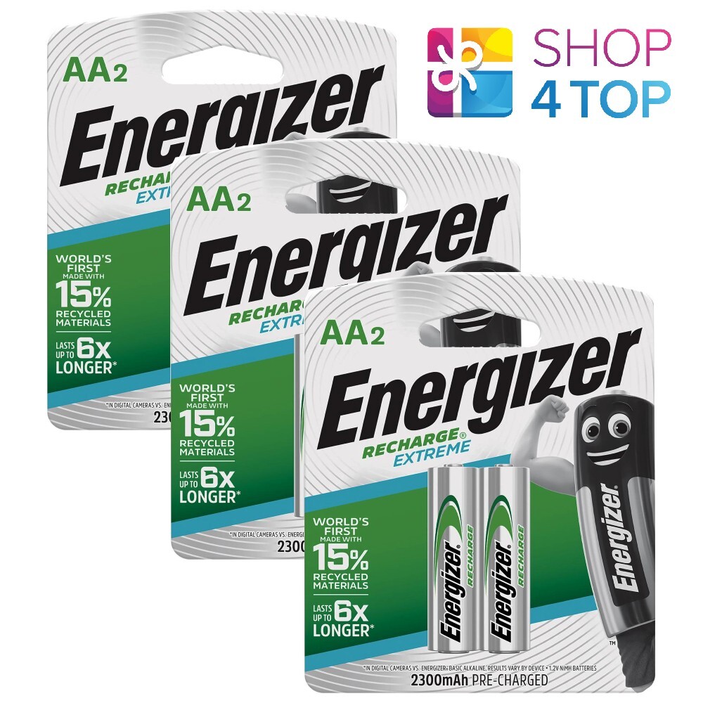 6 ENERGIZER RECHARGE EXTREME AA HR6 BATTERIES ACCU 1.2V 2300mAh MIGNON ...