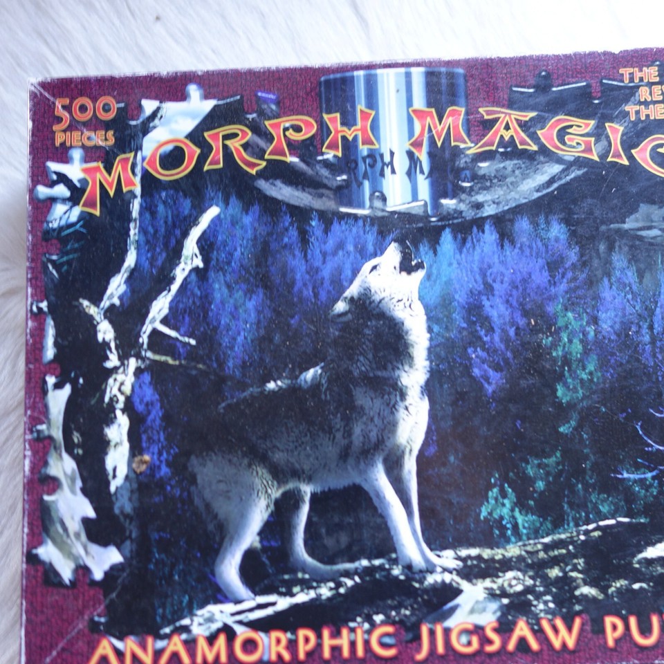 MORPH MAGIC Puzzle Anamorphic Vintage Mystery Puzzle Game Vintage WOLF ...