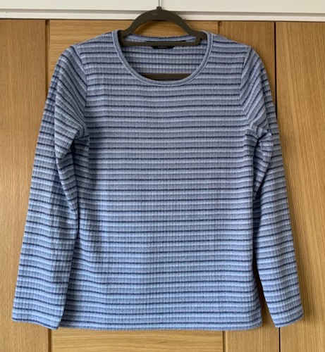 Isle Essential Blue Mix Striped Top S (UK 10-12) Long Sleeved Stretch ...