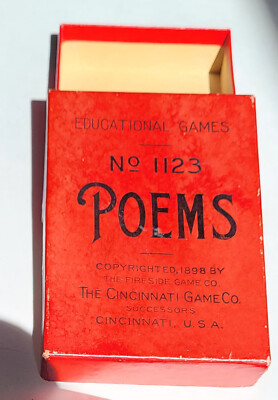 1898 POEMS CARD GAME FIRESIDE ED NO 1123 CINCINNATI GAME CO COMPLETE ...