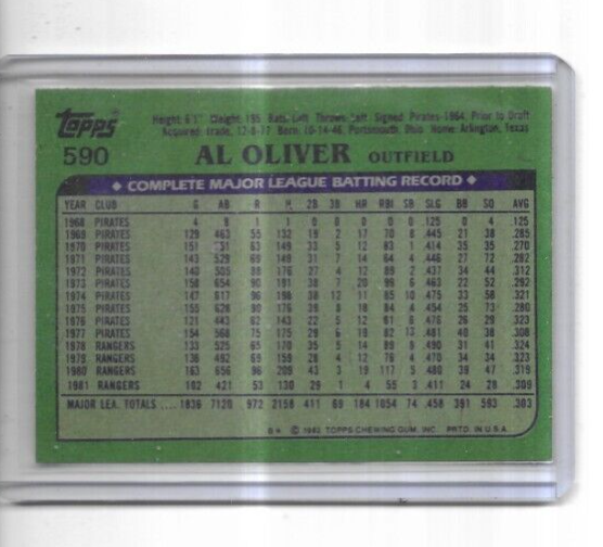 1982 Topps #590 Al Oliver Texas Rangers | eBay