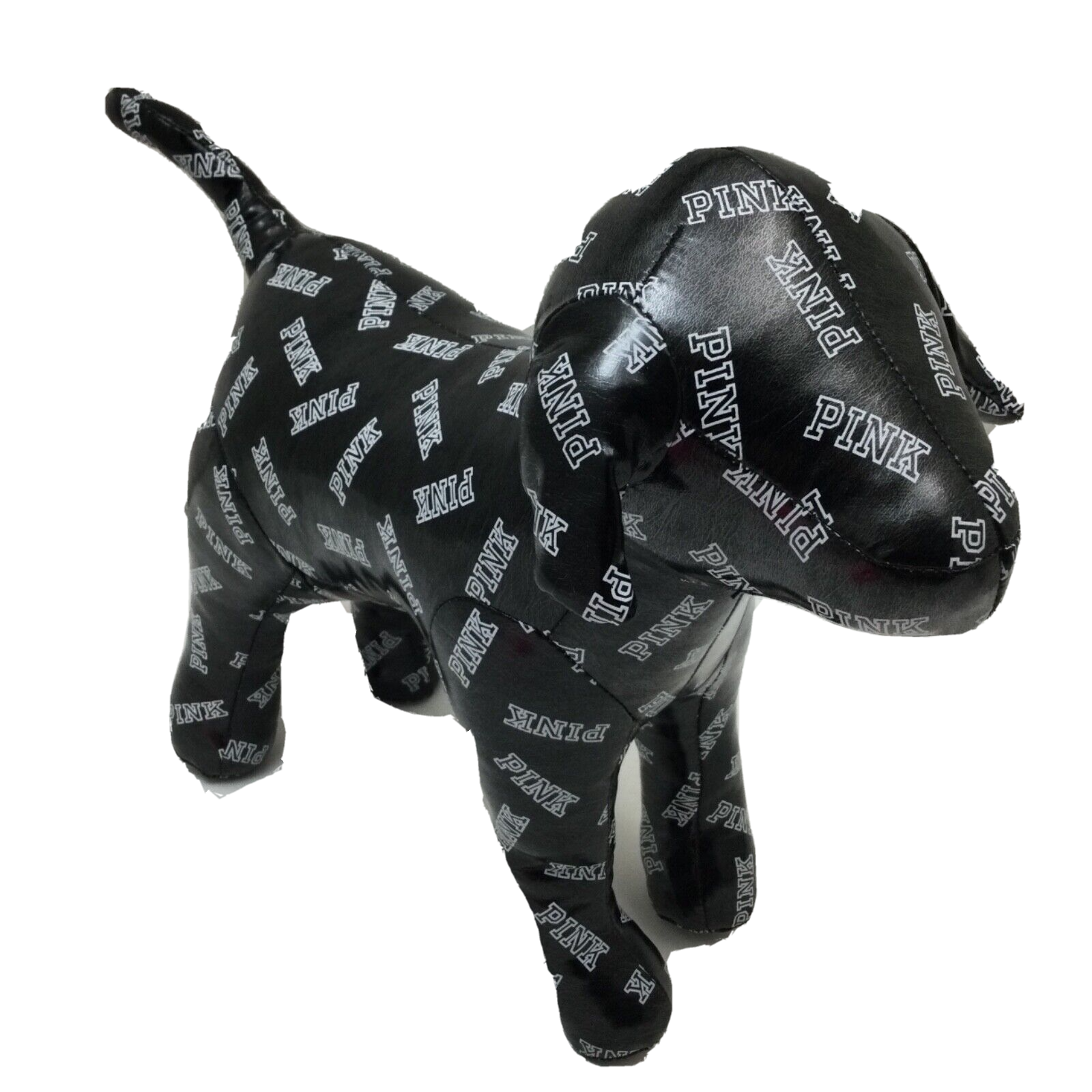Victoria's Secret Pink Dog Black White Vinyl Signature Logo Big Plush ...
