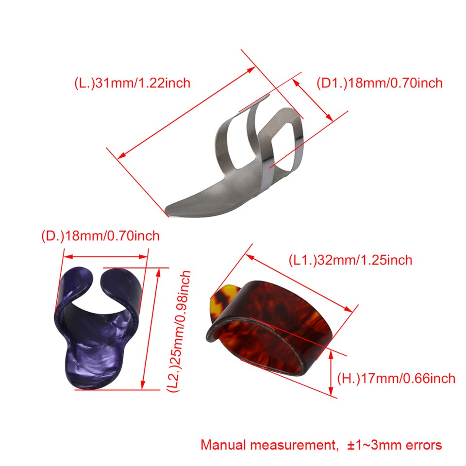 5 index fingers+5 thumb+5 Metal Finger Picks Celluloid Easy to Remove ...