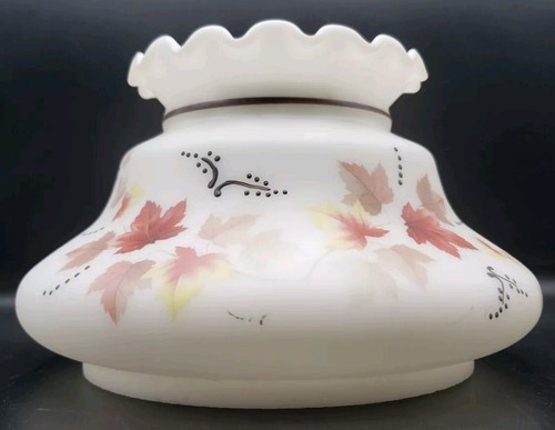 Vintage 5.25" H Milk Glass Ruffled Top Lamp Shade Globe 6.75" Fitter ...