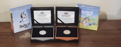 IN HAND , EXPRESS SHIP 2024 bluey $1 silver proof coin & $1 colour ...