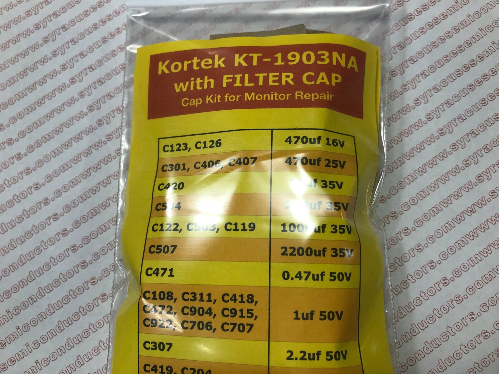 Kortek KT-1903NA Cap Kit with Filter Cap - for Monitor Repair | eBay