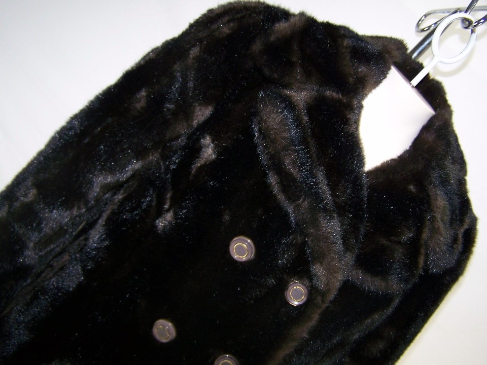 Comme Du Vrai Coat Brown Womens Medium 8 10 Monique Paris Faux Fur CDV ...