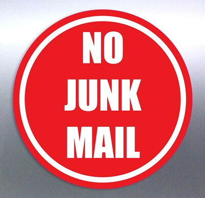 No junk mail sticker Vinyl Cut 50 mm red newspaper recycle mail box ...