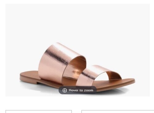 Women's BooHoo Amy Leather Double Strap Sliders Flats Sandals Slides ...