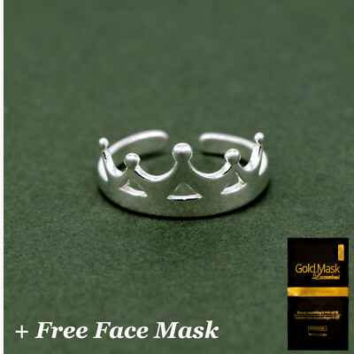 Genuine 925 Sterling Silver Crown Toe Adjustable Ring- Face Mask | eBay UK
