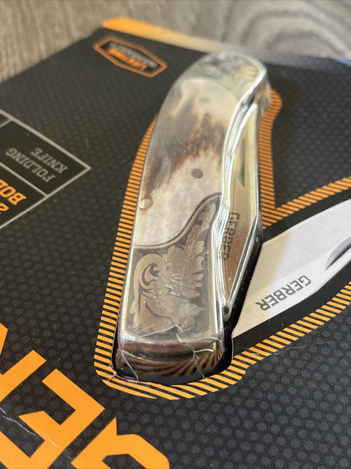 Gerber Double Bolster Stag Handle Stockman Clip Point Folding Pocket ...