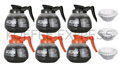BUNN 64 oz. Coffee Pots 3 REGULAR AND 3 DECAF & 300 FREE CF12 FILTERS ...