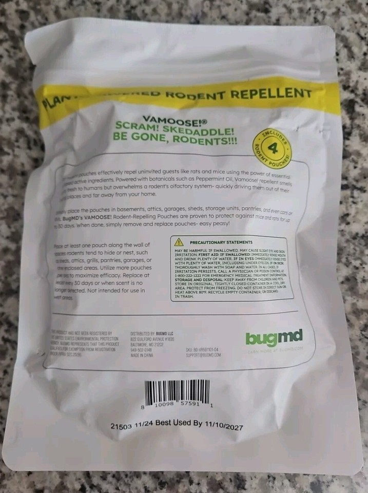 BugMD Vamoose - Rodent Pouches -4 Pack Plant-Powered Rat New Packaging ...