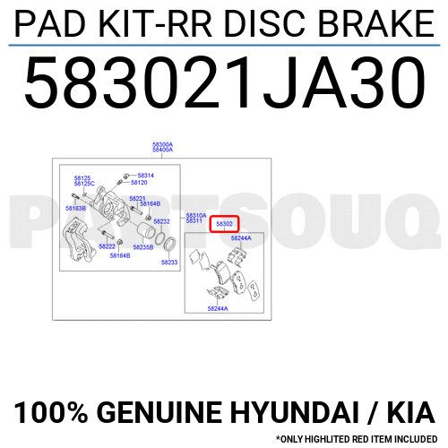 583021JA30 Genuine Hyundai / KIA PAD KIT-RR DISC BRAKE | eBay